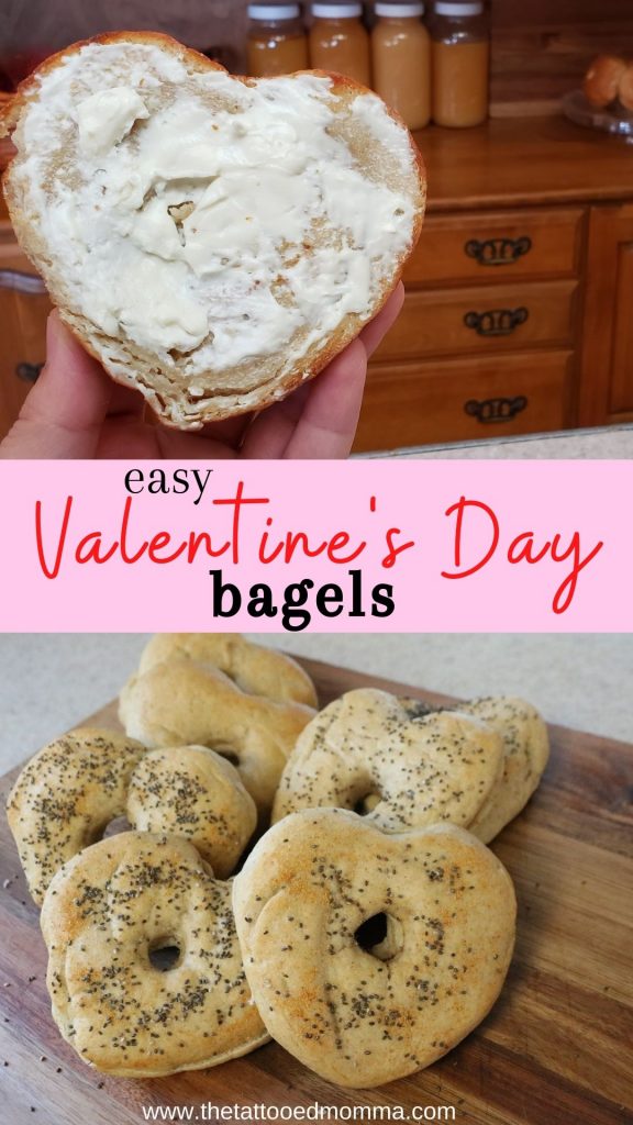 Easy Valentine’s Day Bagels - The Tattooed Momma